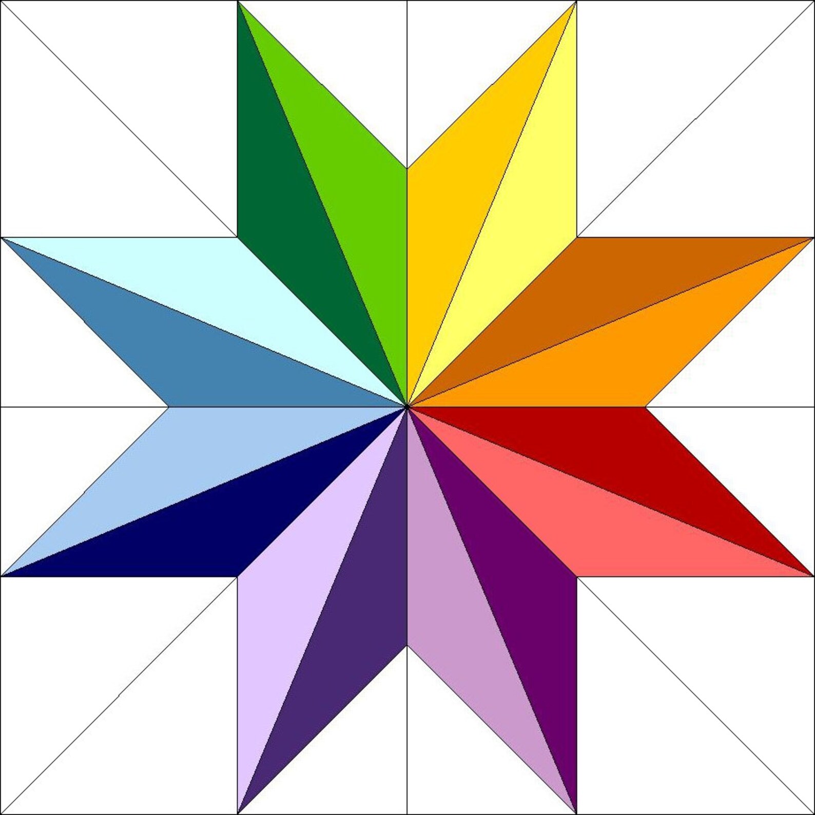 Foundation Paper Piecing (FPP) Templates|8-point Star Quilt Block ...