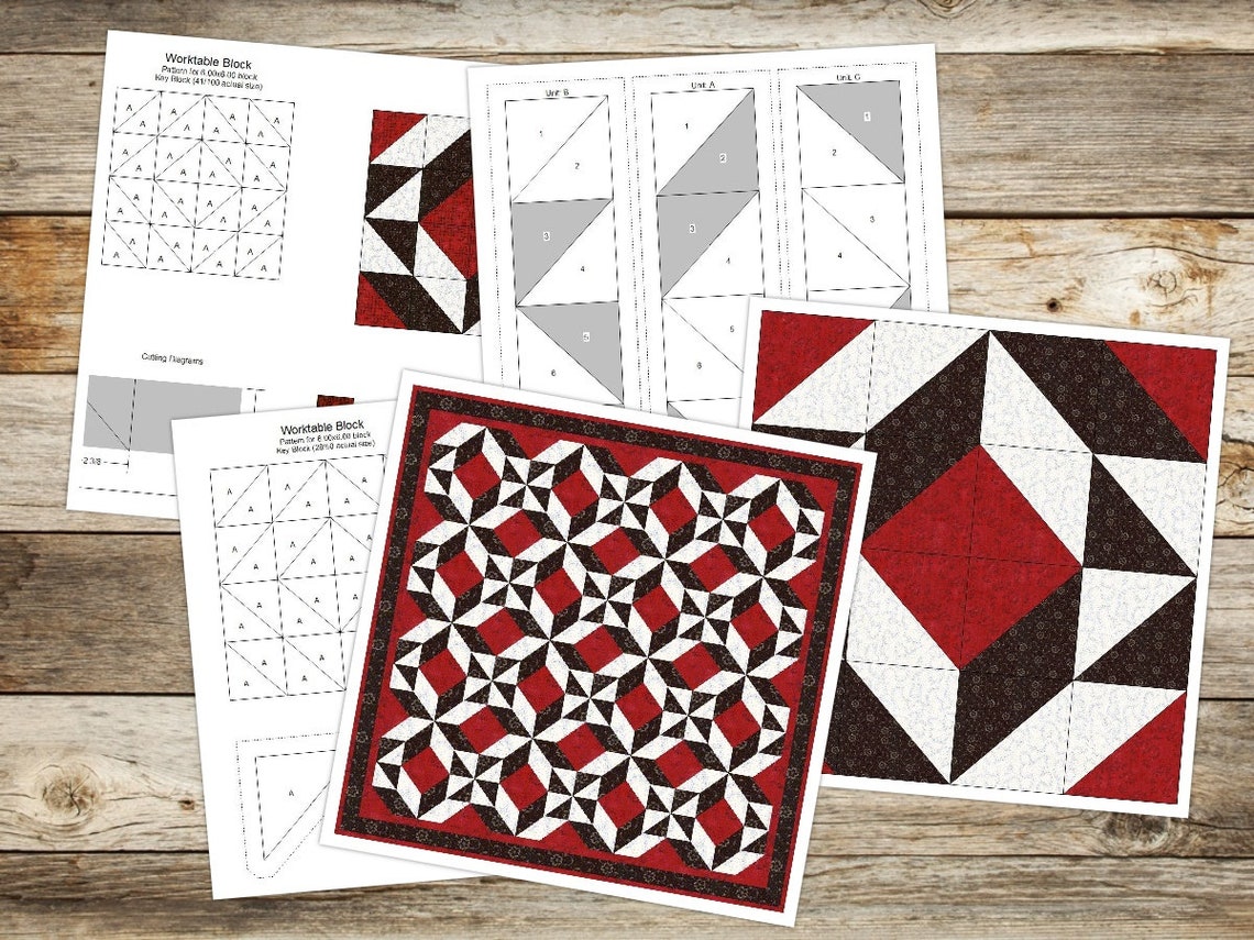 Digital PDF Quilt Block Pattern|3d Design Quilt Block Pattern (4)|3D ...