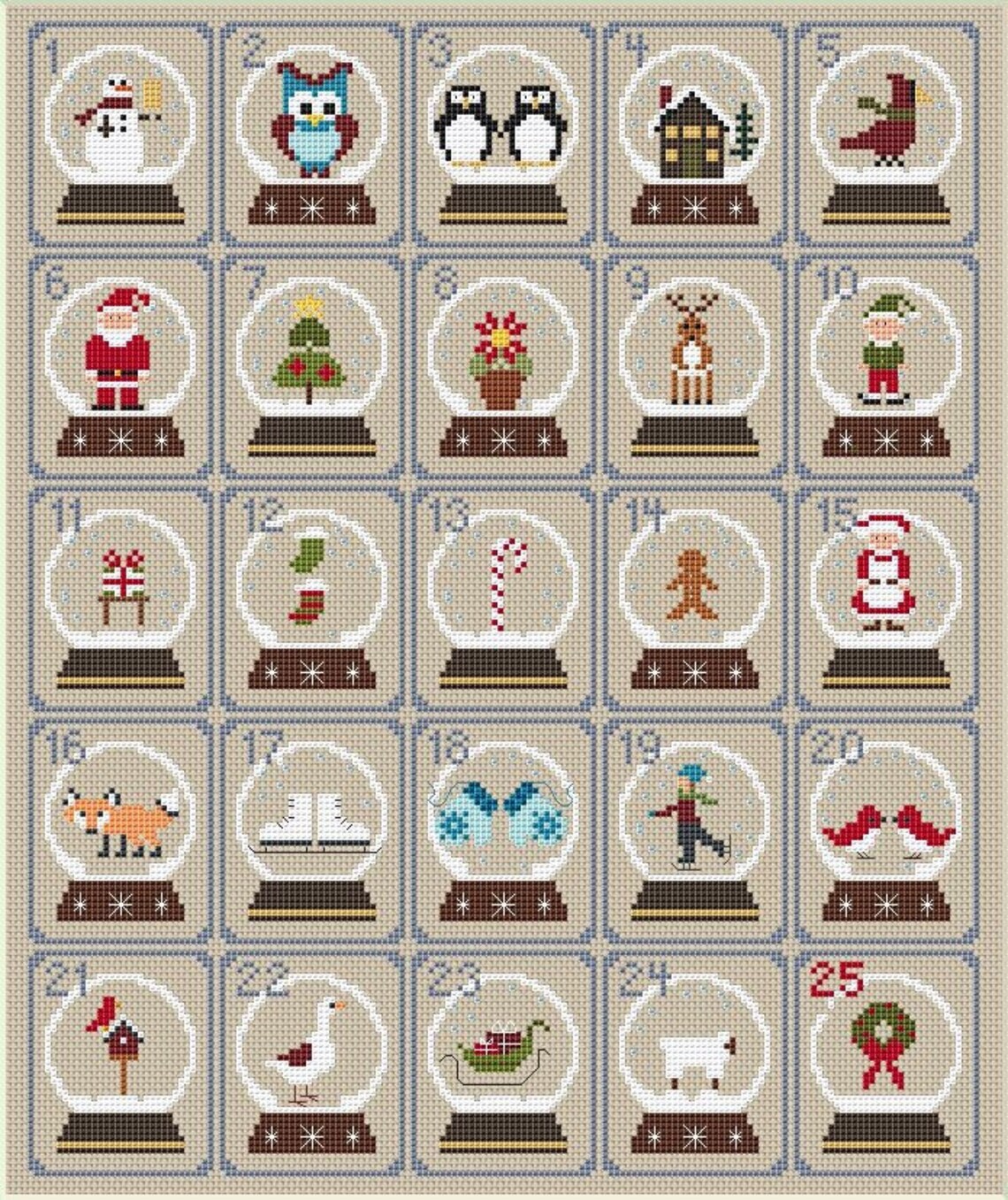 Advent Calendar Cross Stitch Pattern, December Advent Calendarv ...