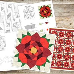 Digital PDF Quilt Block Pattern|rose Quilt Block Pattern|modern ...
