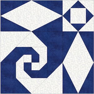 Digital PDF Quilt Block Pattern|storm at Sea and Snail Trail (two ...