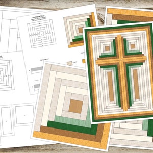 Digital Pdf|log Cabin Cross Quilt Block Pattern|classic Log Cabin ...