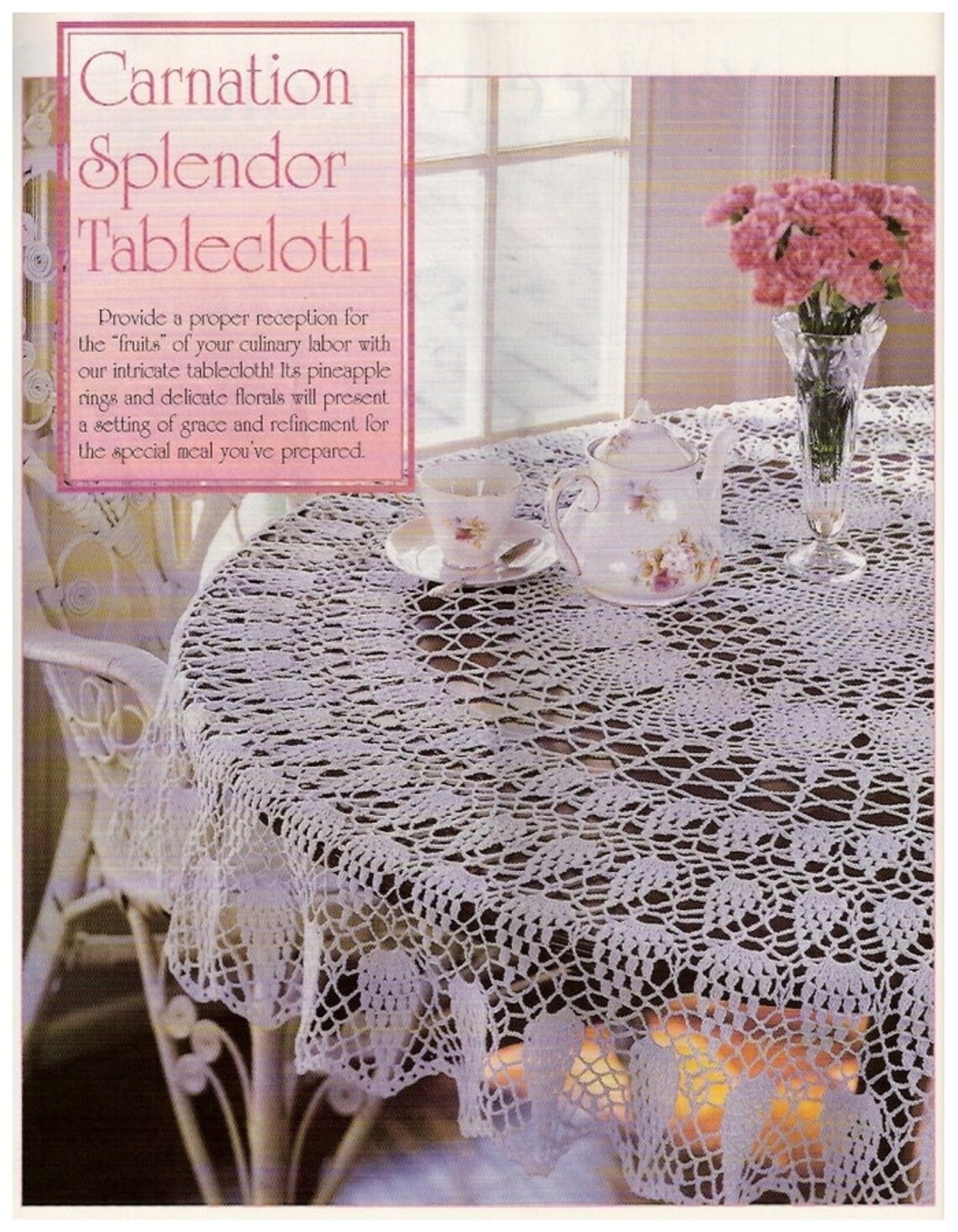 Vintage Crochet Patterncarnation Splendor Tableclothinstant - Etsy
