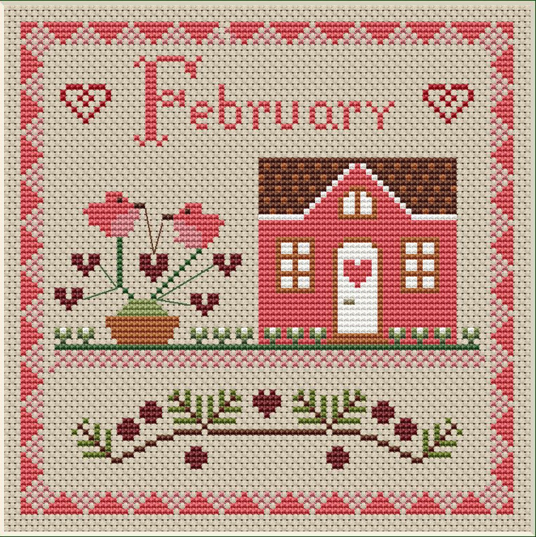 February Cross Stitch Pattern, February Monthly Sampler, Calendar Cross ...