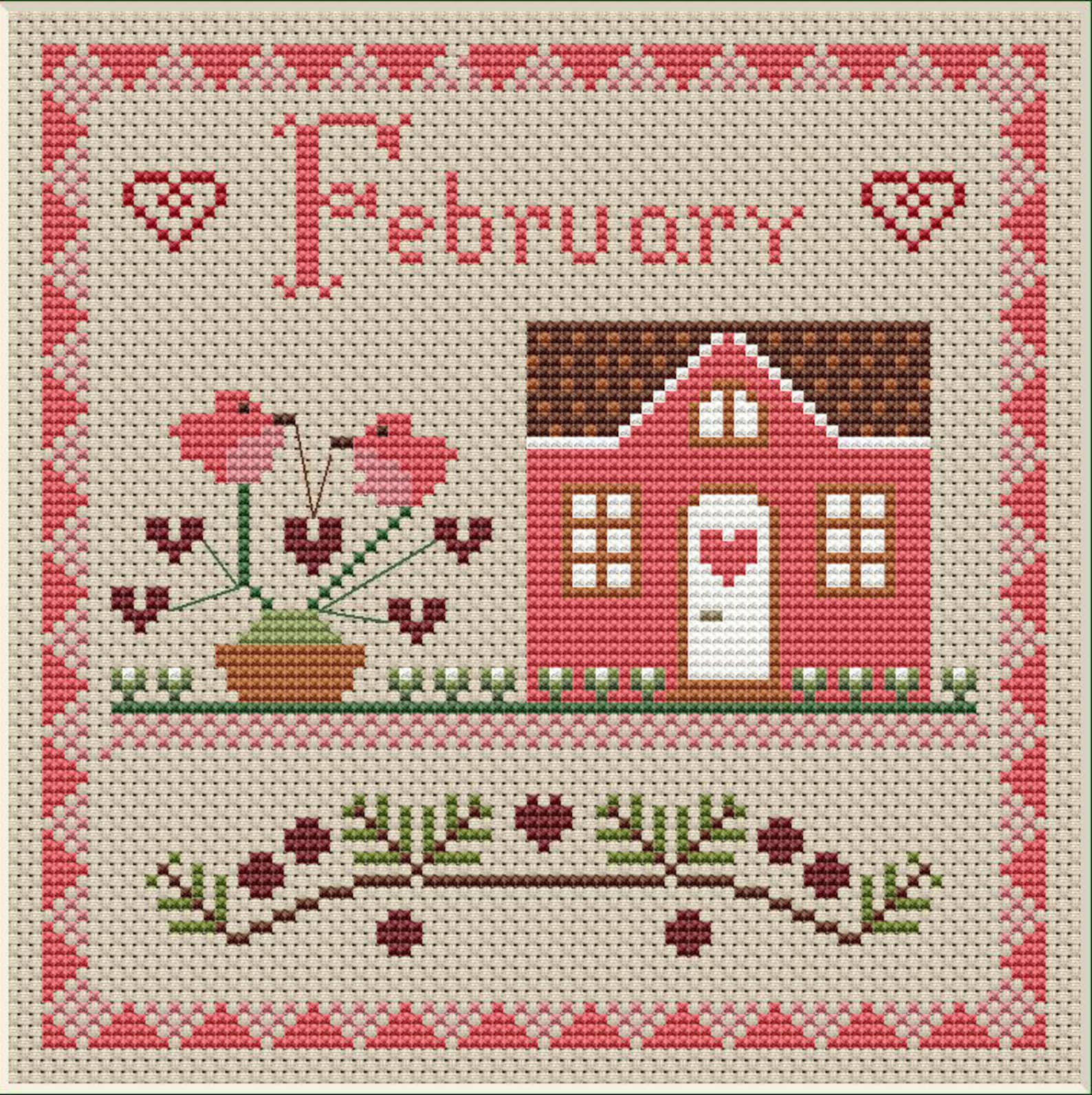 February Cross Stitch Pattern February Monthly Sampler - Etsy