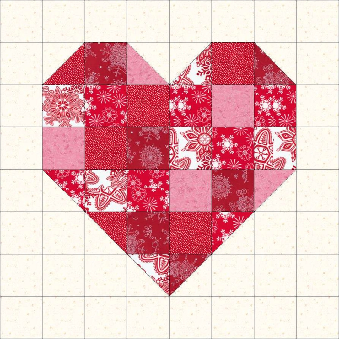 Digital PDF Quilt Block Pattern|scrappy Heart 1|modern Patchwork ...