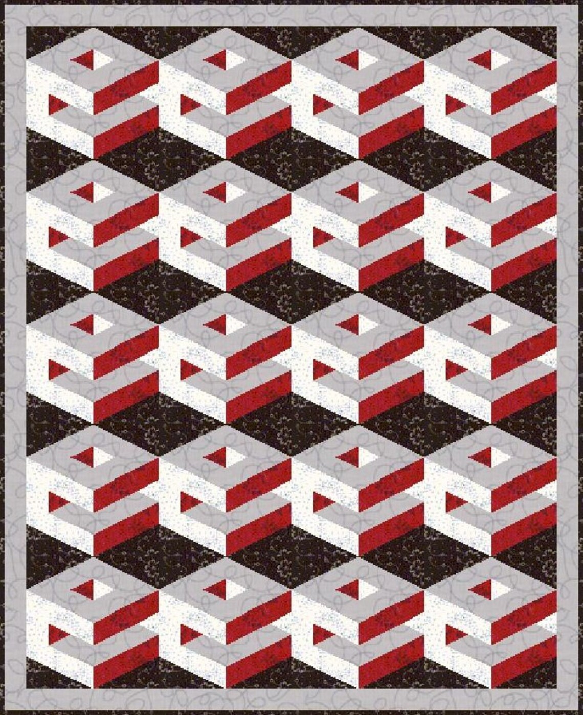 Digital PDF Quilt Block Pattern|3d Design Quilt Block Pattern|3d ...