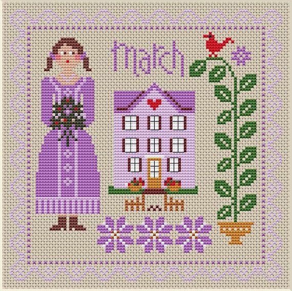 Calendar Girls March Cross Stitch Patternmarch Monthly - Etsy