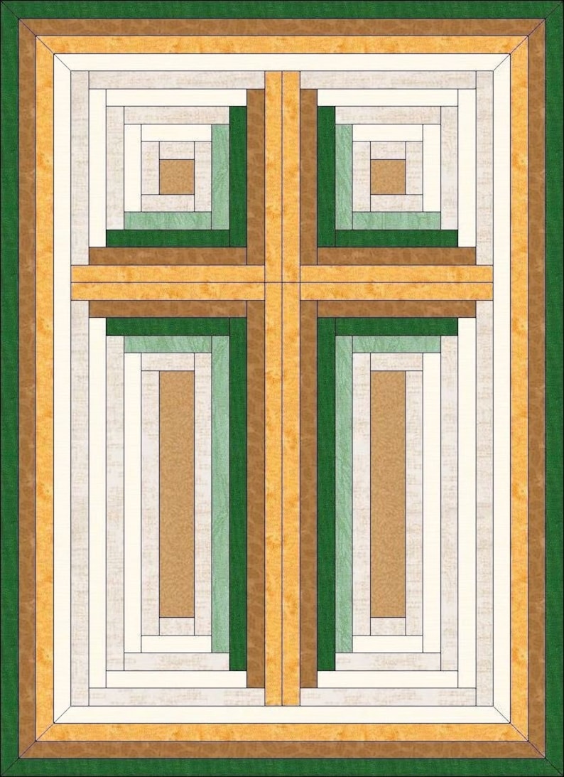 Digital Pdf|log Cabin Cross Quilt Block Pattern|classic Log Cabin ...