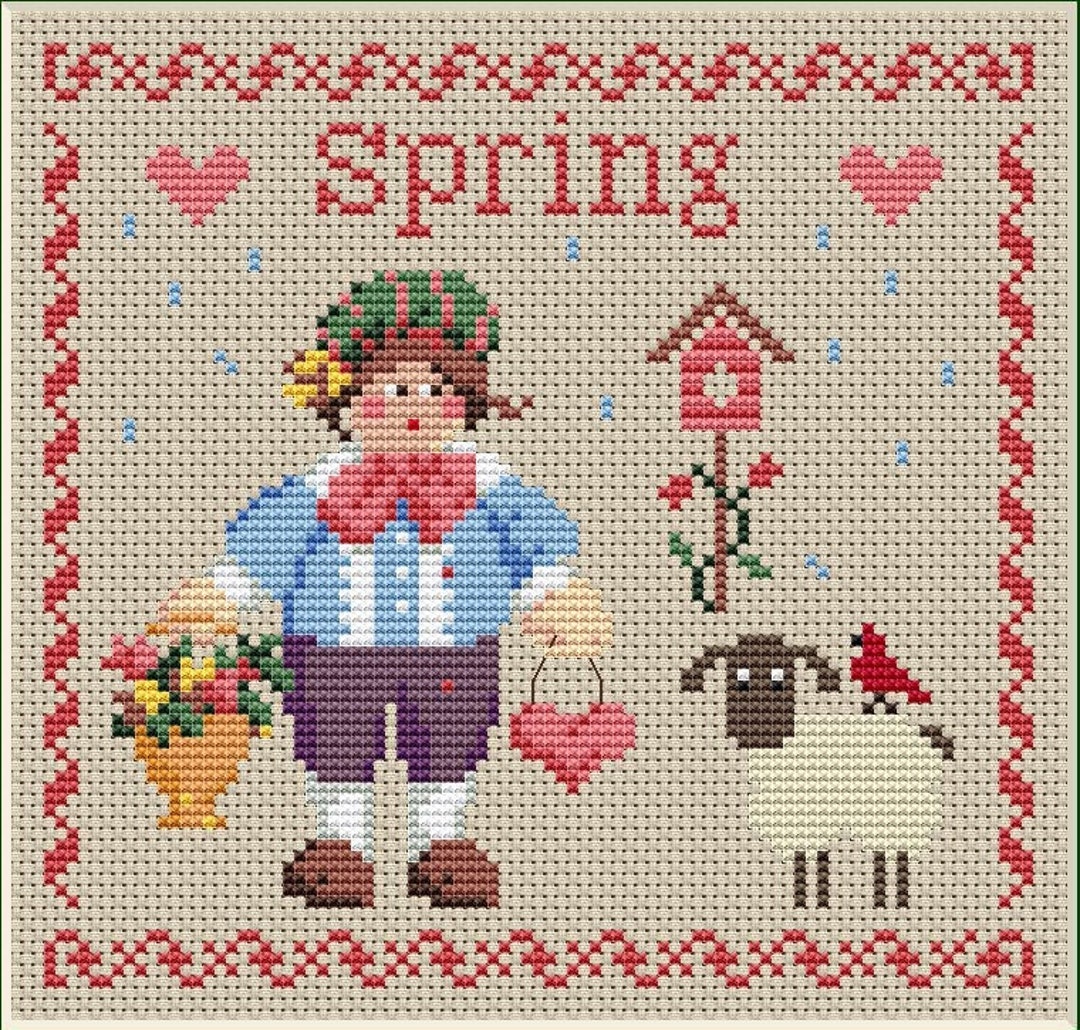 Cross Stitch Pattern Season - Spring Cross Stitch Pattern, Month of ...