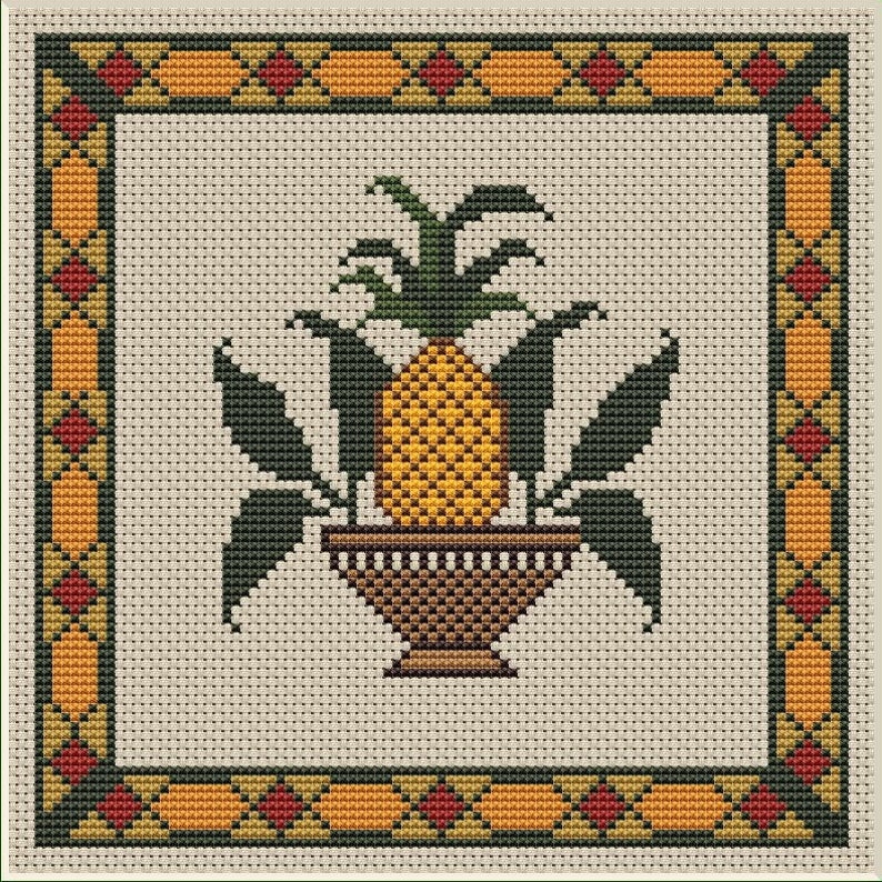 Pineapple Cross Stitch Pattern Botanical Pineapple Cross | Etsy