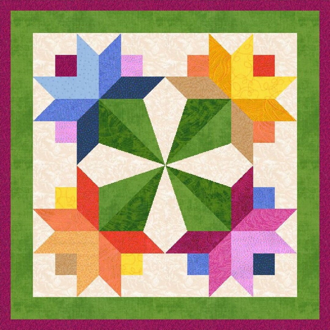 Digital PDF | Bouquets Quilt Block Pattern | Modern Patchwork | Instant ...