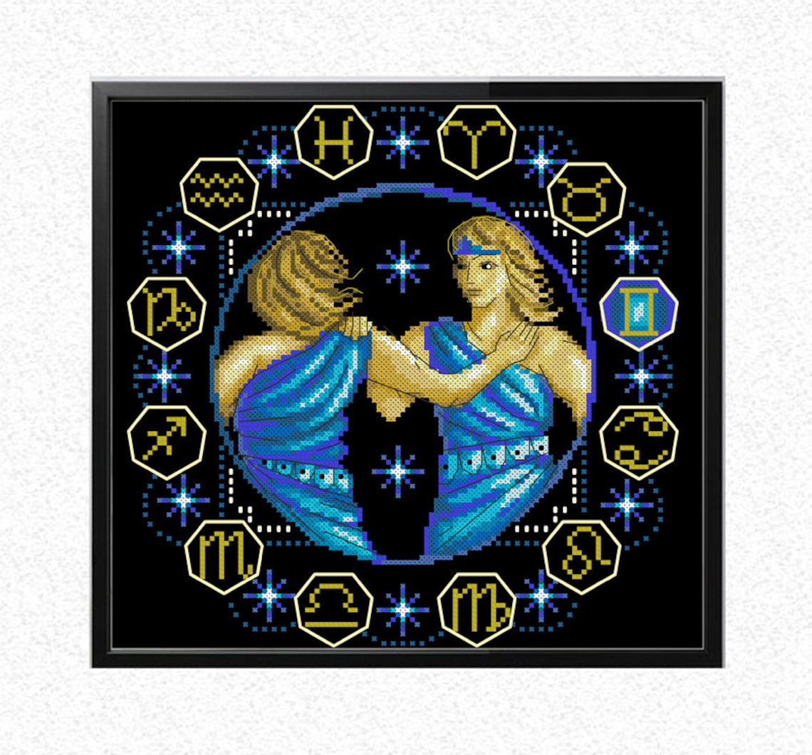 Gemini Astrology Signs Cross-stitch Pattern Constellation - Etsy