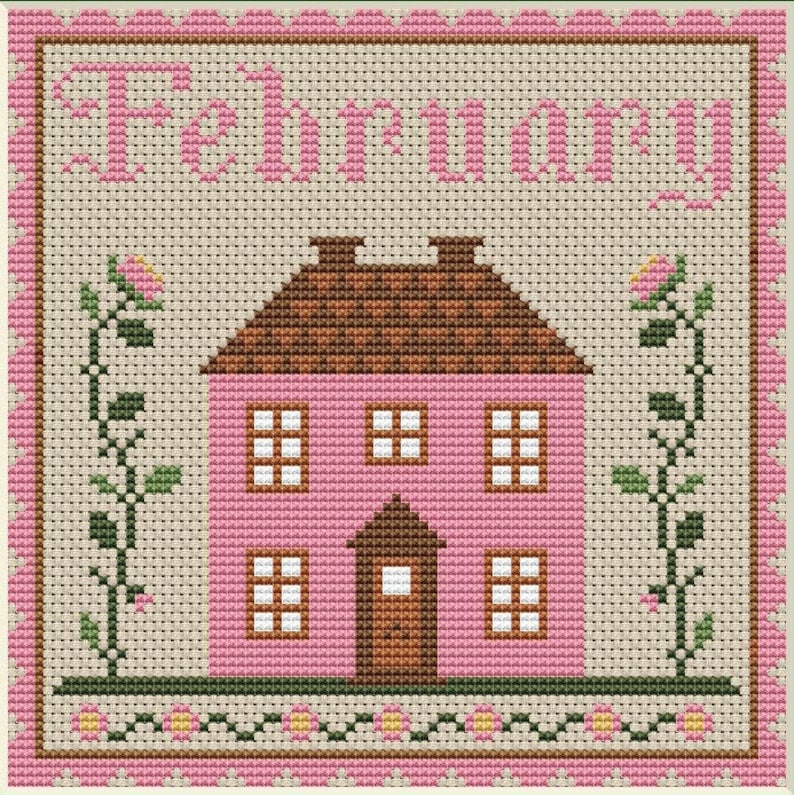 February Cross Stitch Pattern February Monthly Sampler | Etsy