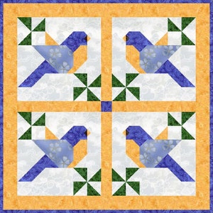 Digital PDF Quilt Block Pattern|blue Bird Quilt Block Pattern|eastern ...