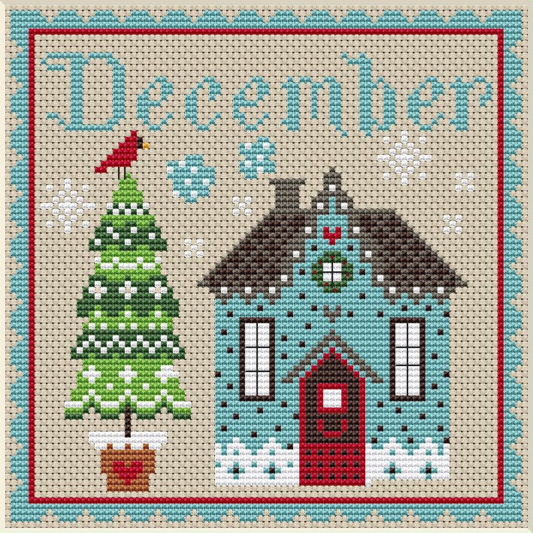 December Cross Stitch Pattern, December Monthly Sampler, Calendar Cross ...