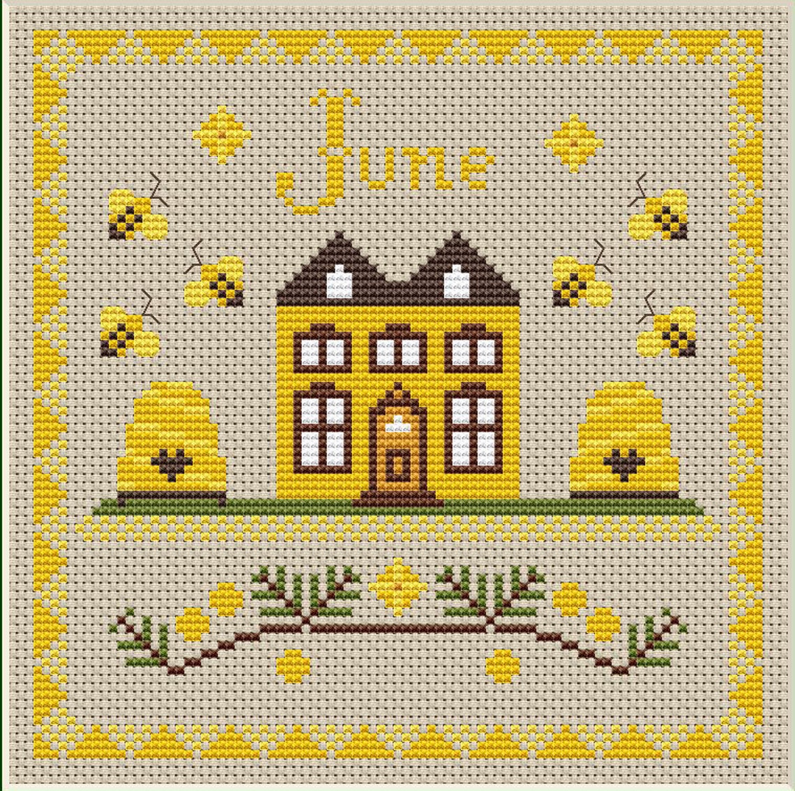 June Cross Stitch Pattern June Monthly Sampler Calendar - Etsy
