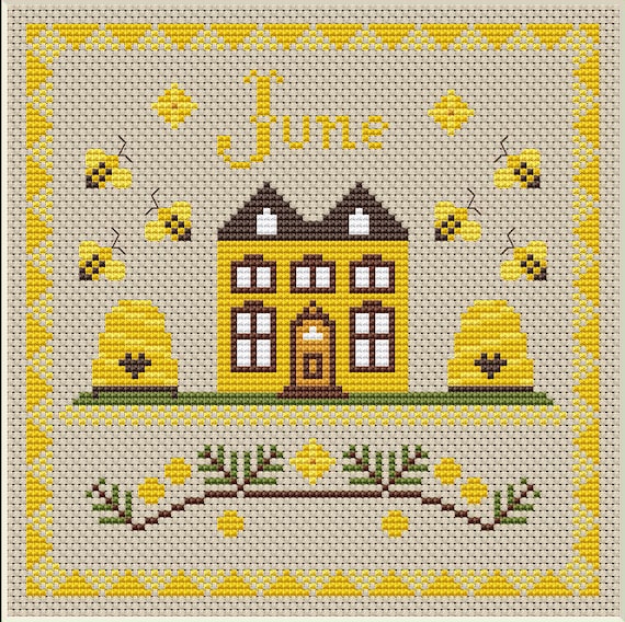 June Cross Stitch Pattern June Monthly Sampler Calendar - Etsy