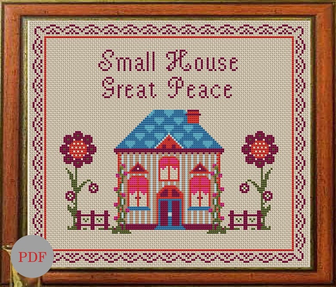 House Sampler, Primitive Cross Stitch Pattern, House Cross Stitch ...