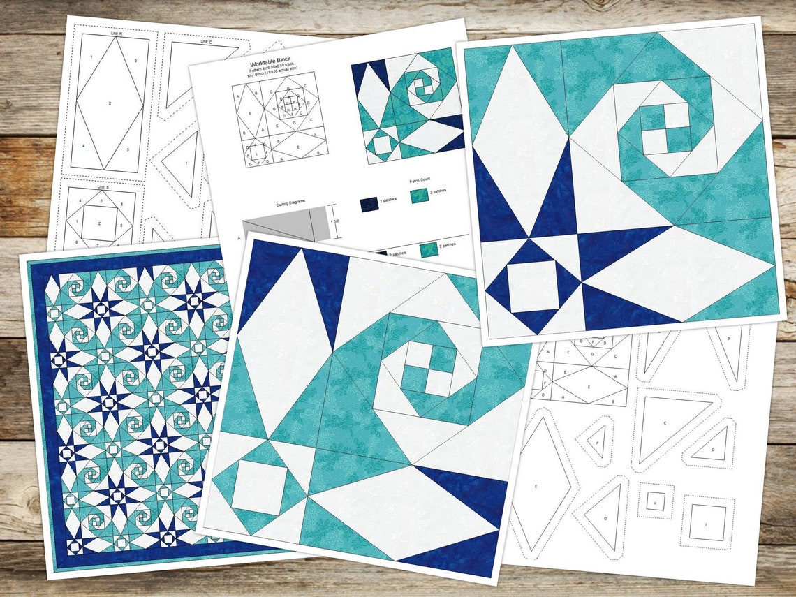 Digital PDF Quilt Block Pattern|storm at Sea and Snail Trail Quilt ...