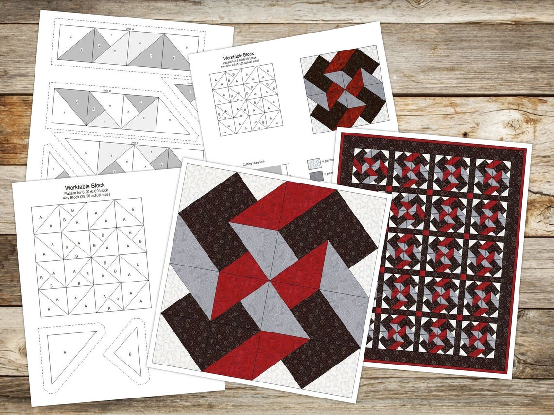 Digital PDF Quilt Block Pattern|four Cubes Quilt Block Pattern|3d ...