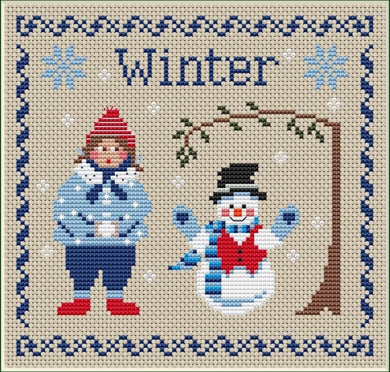 Cross Stitch Pattern Season Winter Cross Stitch Pattern | Etsy