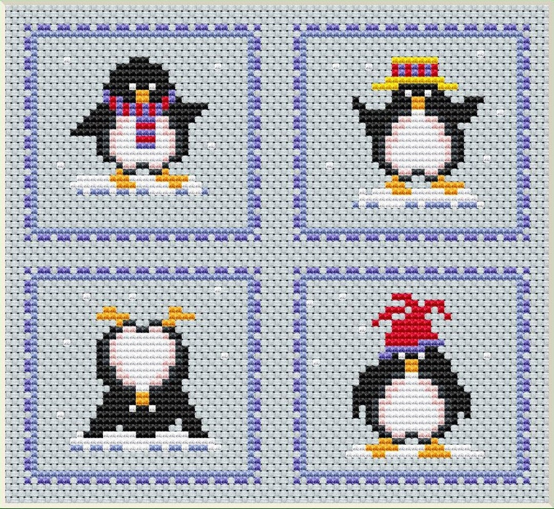Set Penguins Cross Stitch Pattern PDF, Instant Download, Bird Cross ...