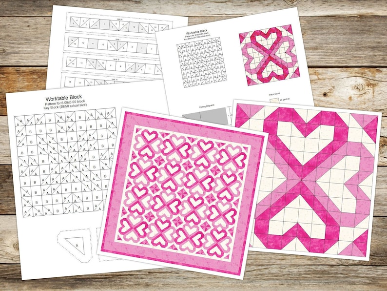 Digital PDF Quilt Block Patternhearts Quilt Block Pattern - Etsy