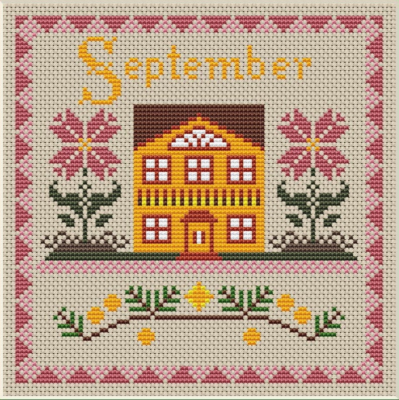 September Cross Stitch Pattern September Monthly Sampler - Etsy