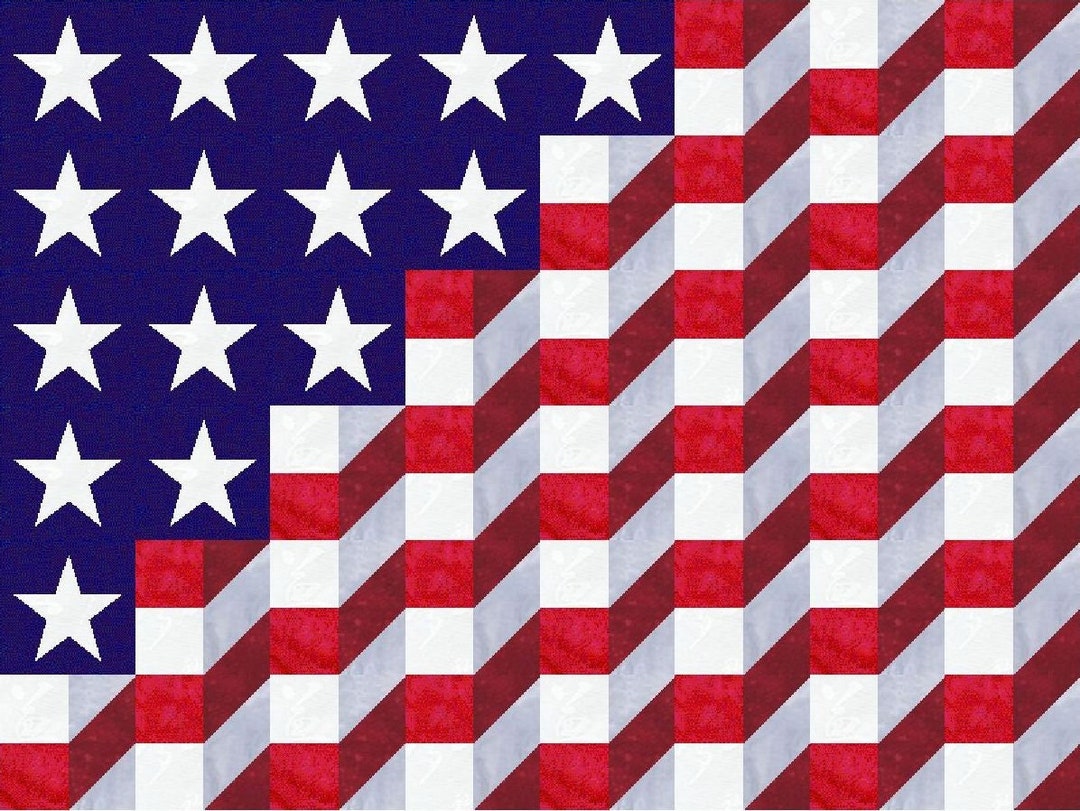 Digital PDF Quilt Block Pattern|american Flag Quilt Pattern|patriotic ...
