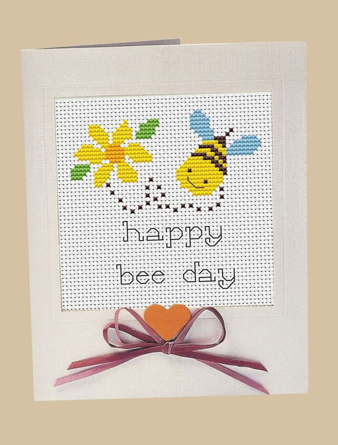 Bee Card Cross Stitch Pattern, Folk Art Bee, Easy Mini Cross Stitch ...