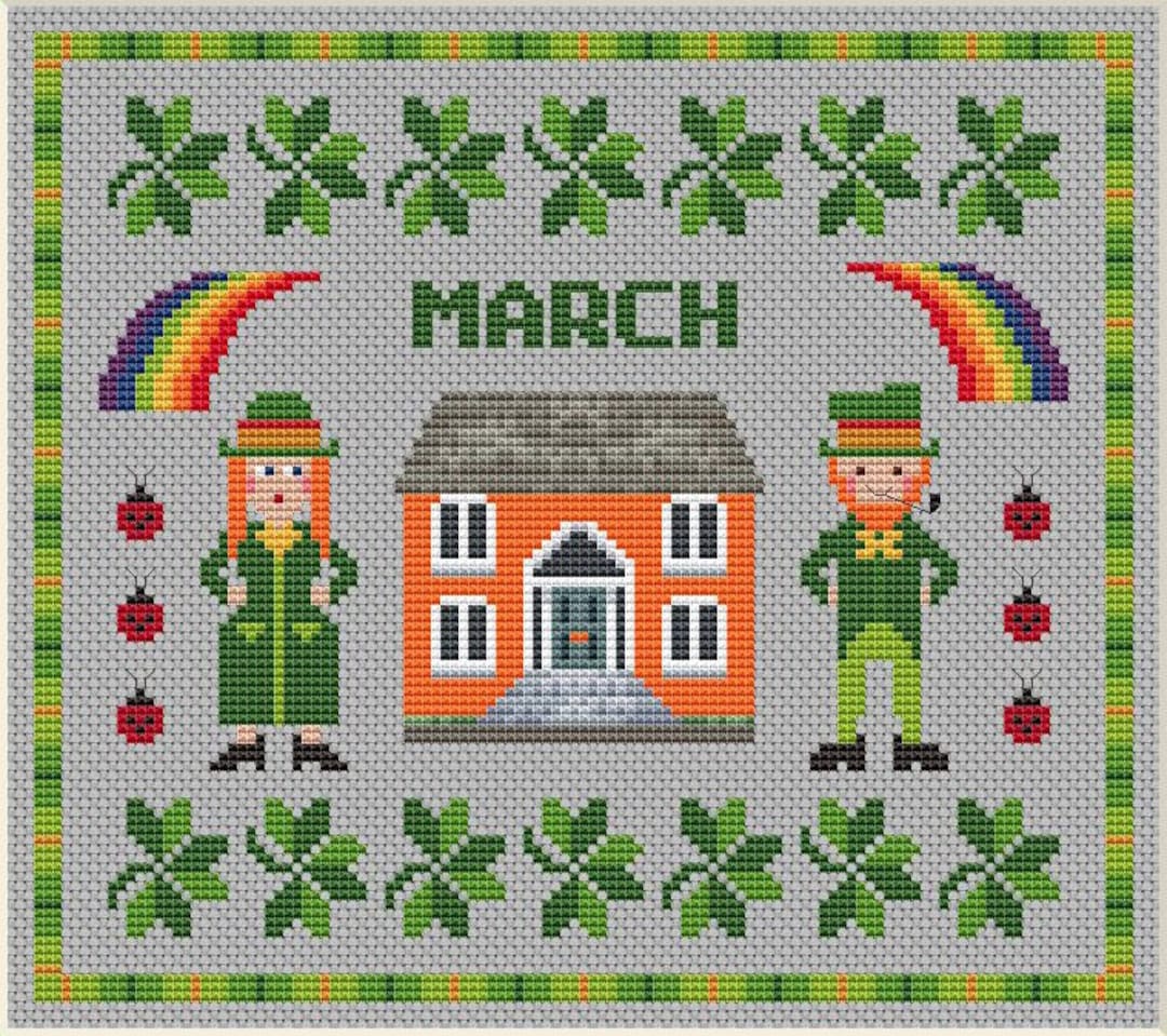 March Cross Stitch Pattern, March Monthly Sampler, Calendar Cross ...