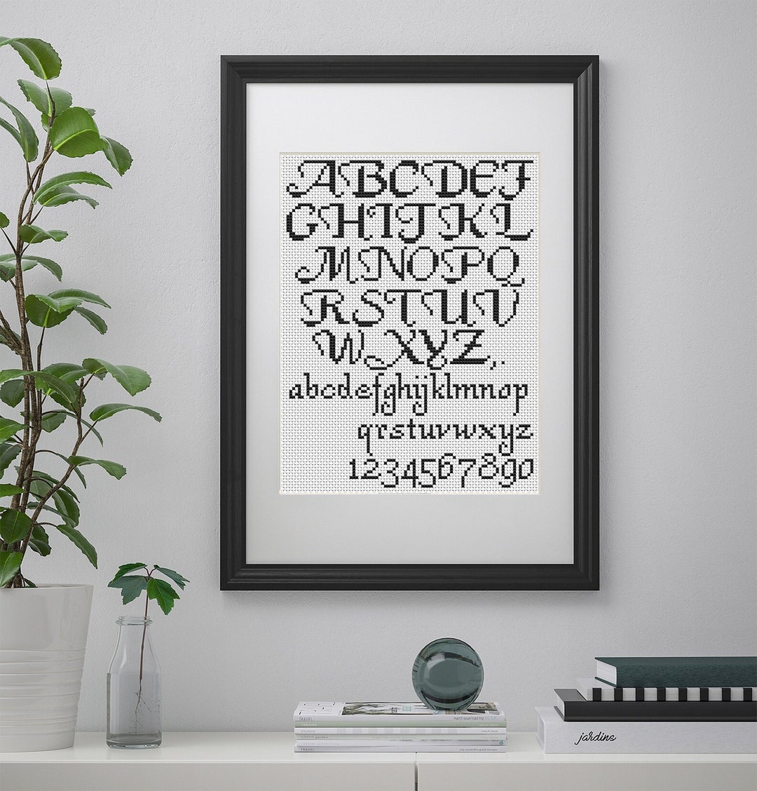 Cross Stitch Alphabet Pattern|fancy Cursive|modern Xstitch Font Chart ...
