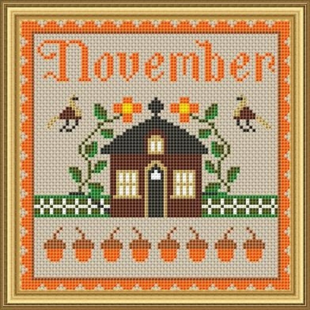November Cross Stitch Pattern, November Monthly Sampler, Calendar Cross ...