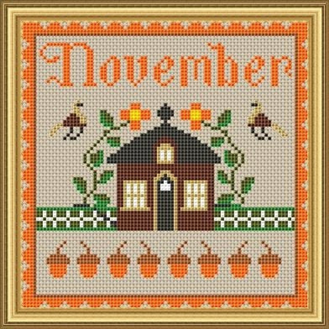 November Cross Stitch Pattern November Monthly Sampler - Etsy