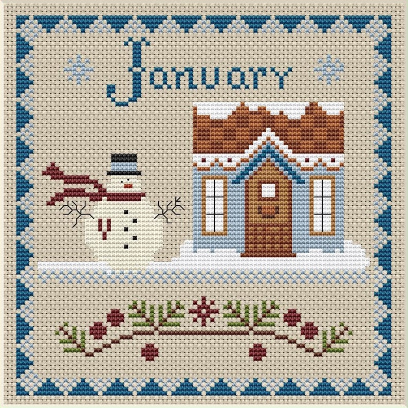 January Cross Stitch Patternjanuary Monthly Sampler Calendar - Etsy