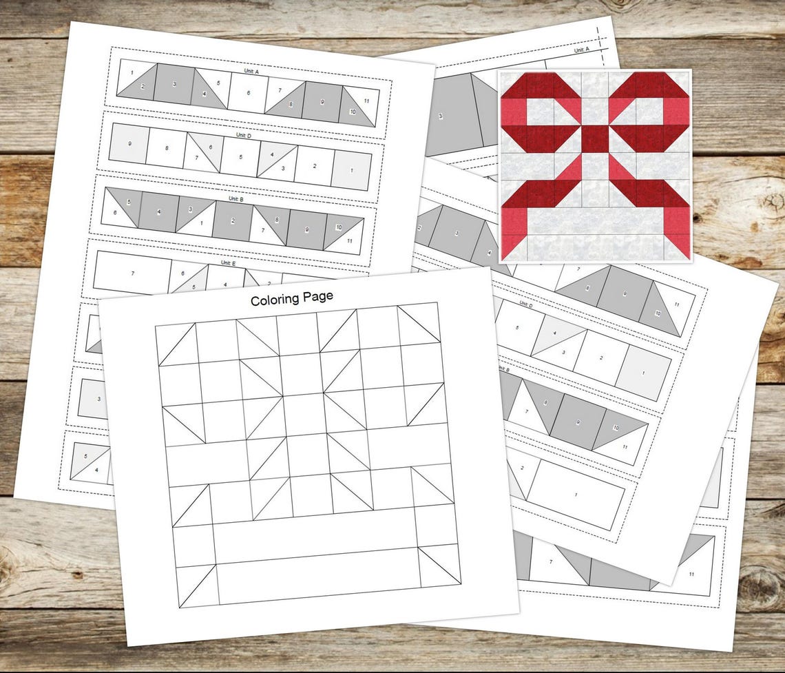 Foundation Paper Piecing (FPP) Templates, Ribbon Bow Quilt Block ...