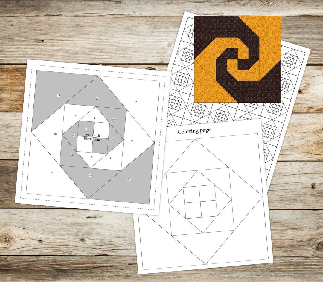 Foundation Paper Piecing (FPP) Templates|snail's Trail Quilt Block ...