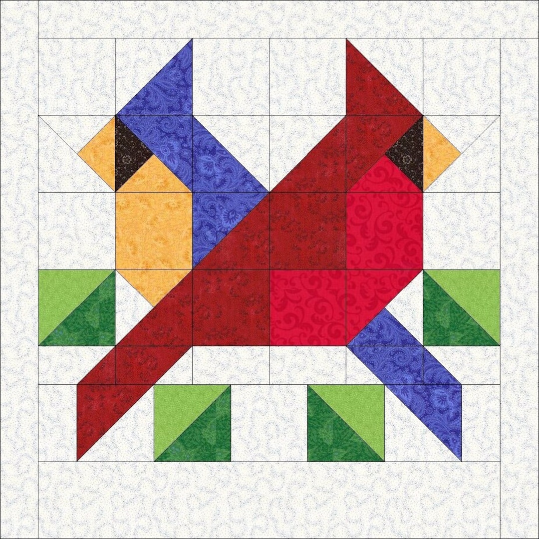 Digital Pdf|cardinal Birds Quilt Block Pattern|cardinal Birds Quilt|modern Patchwork|instant ...
