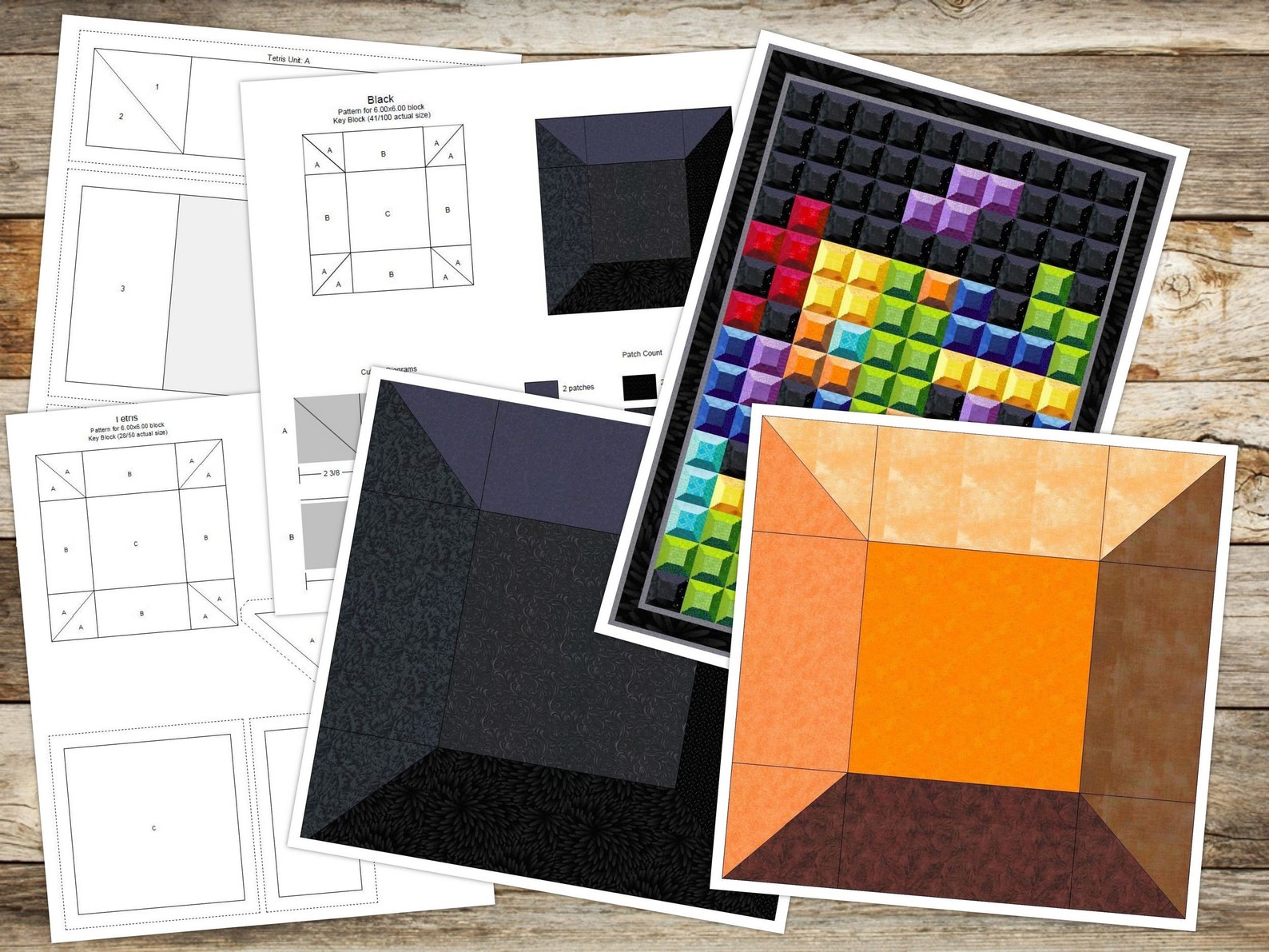 Digital PDF Quilt Pattern|tetris Quilt Pattern|3d Tetris Quilt|modern ...