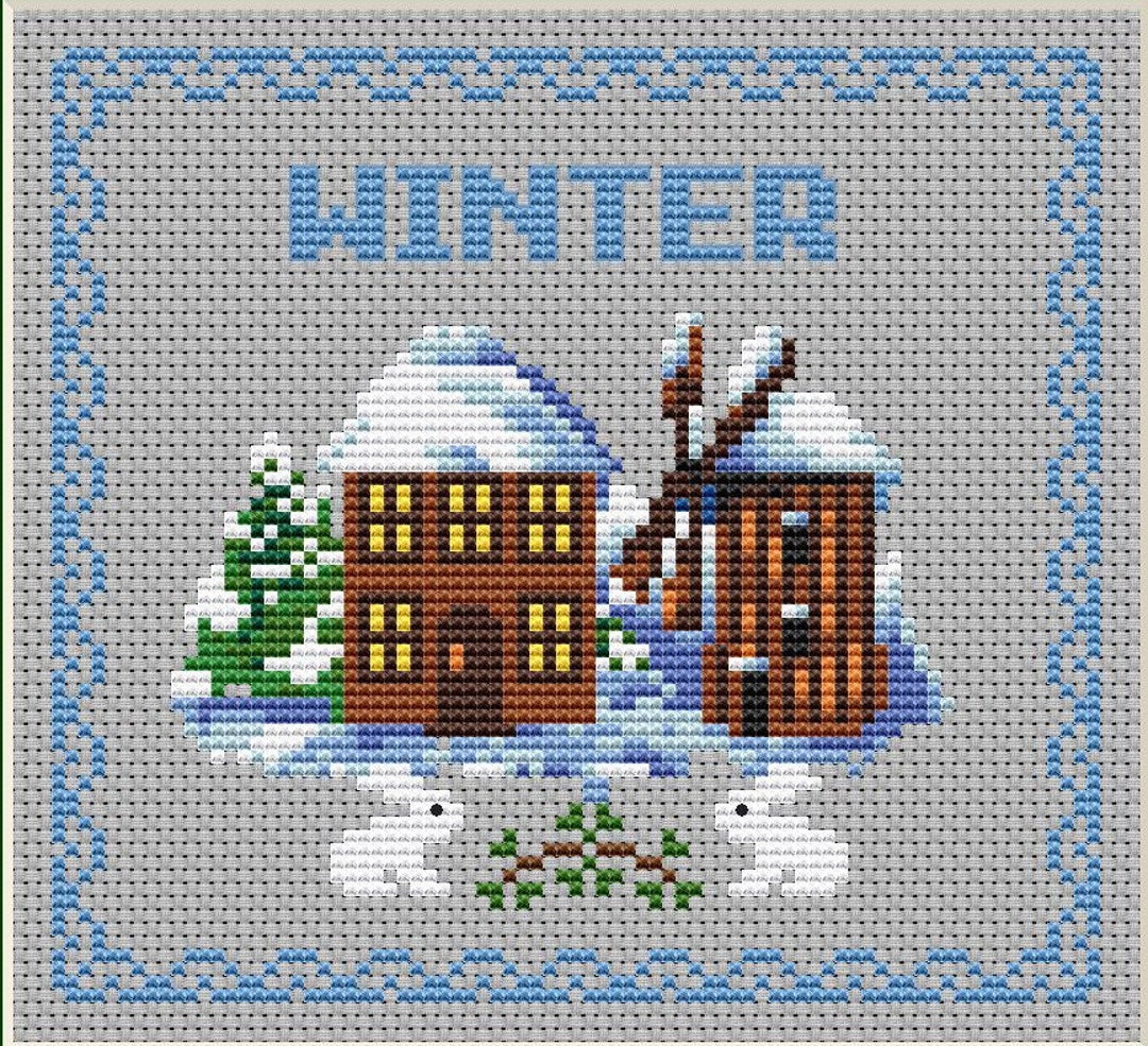 Cross Stitch Pattern Season - Winter Cross Stitch Pattern, Month of the ...
