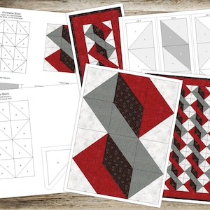 Digital PDF Quilt Block Pattern|twisted Pole Quilt Block Pattern|modern Patchwork|instant ...