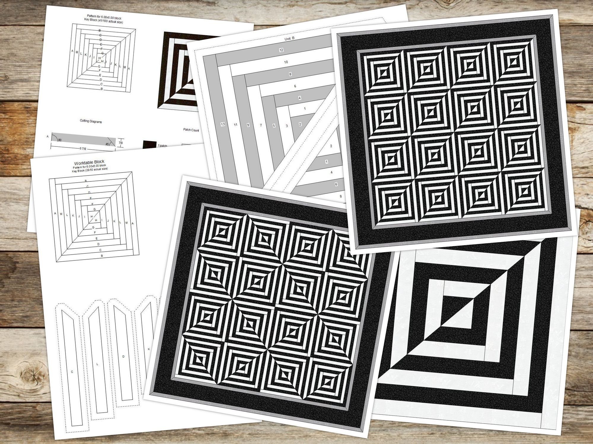 Digital PDF Quilt Block Pattern|optical Illusion Quilt Block Pattern ...
