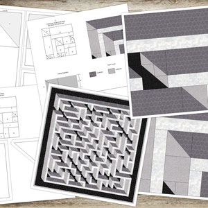 Digital PDF Quilt Pattern|3d Maze Labyrinth Quilt Pattern|modern ...