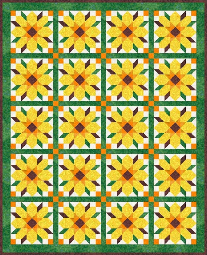 Digital Pdf|sunflower (2) Quilt Block Pattern|sunflower Quilt|modern ...
