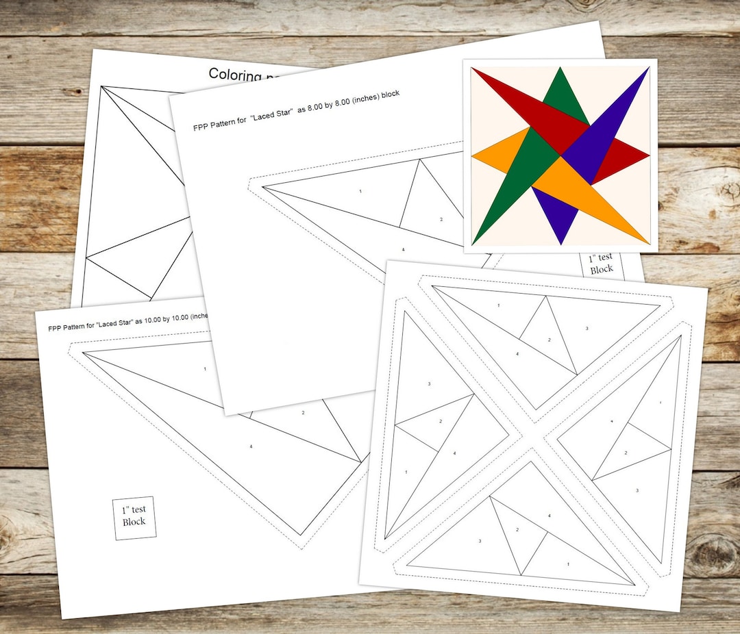 Foundation Paper Piecing (FPP) Templates, Laced Star Quilt Block ...