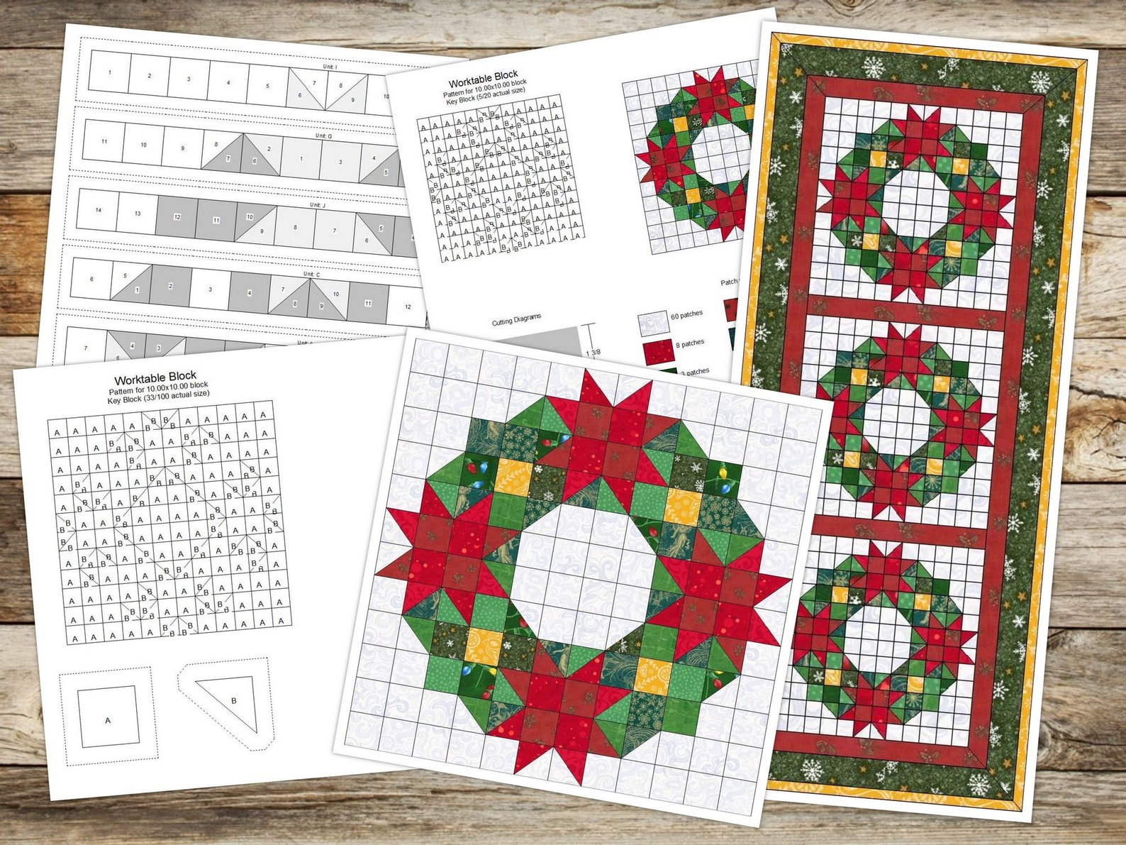 Digital PDF Quilt Block Patternchristmas Wreath Quilt Block - Etsy