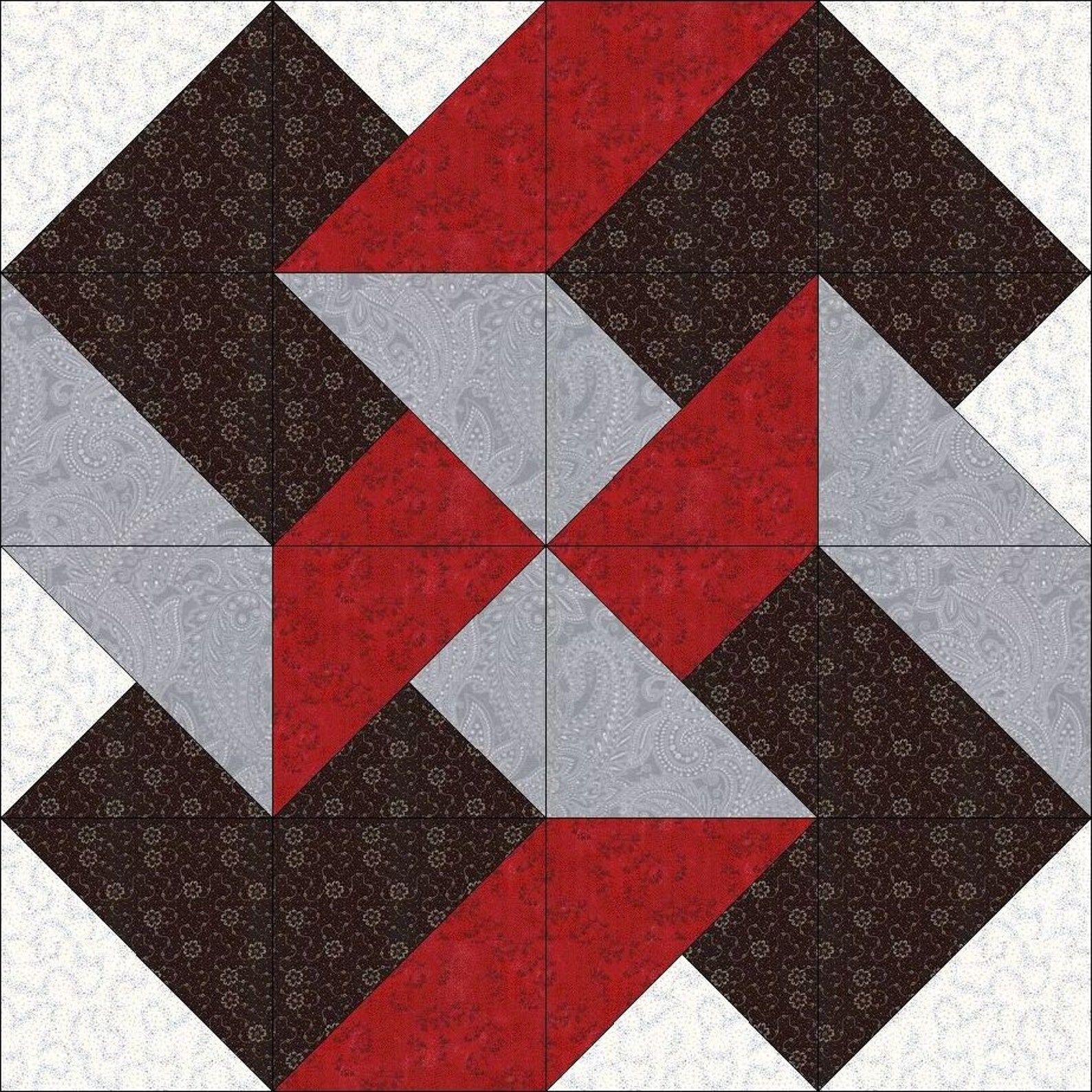Digital PDF Quilt Block Patternfour Cubes Quilt Block Pattern3d Optical ...