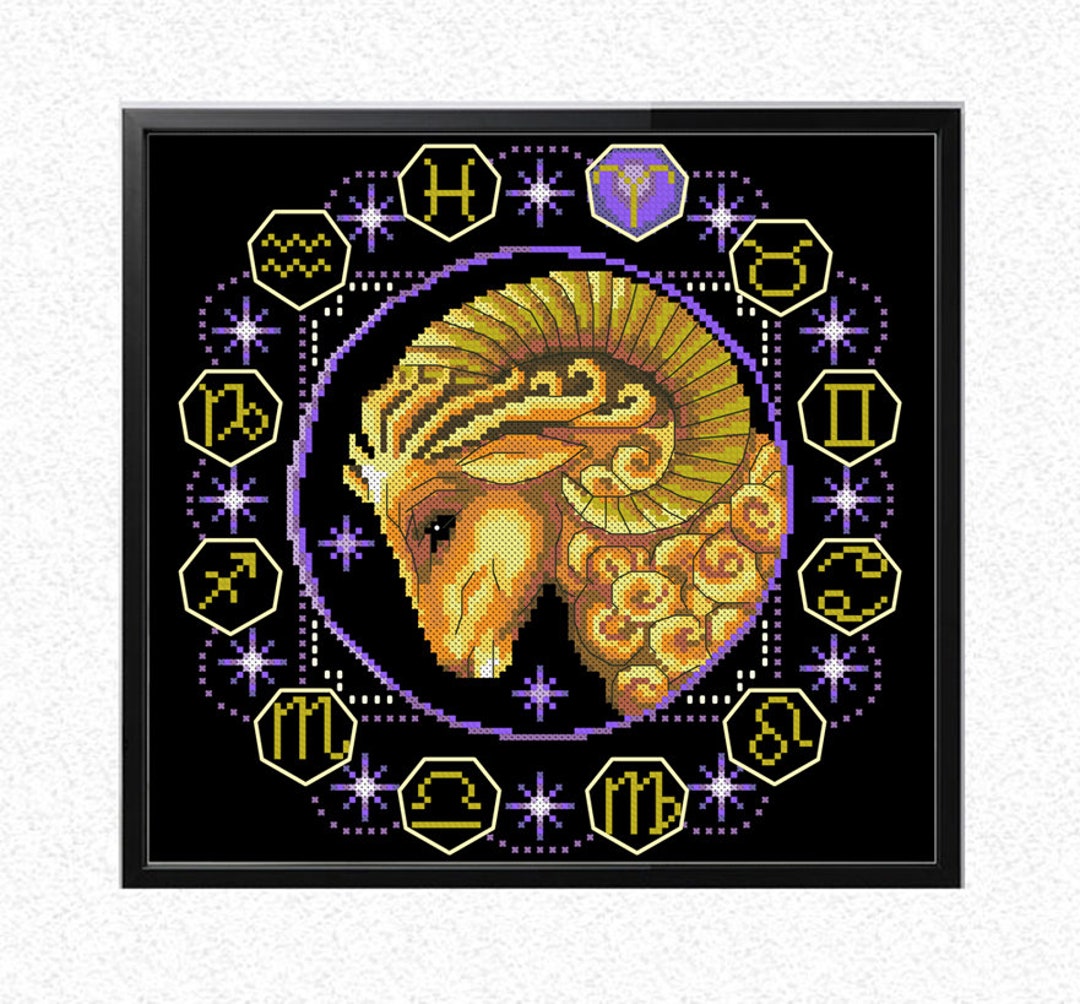 Aries Astrology Signs, Cross-stitch Pattern, Constellation, Star Signs ...