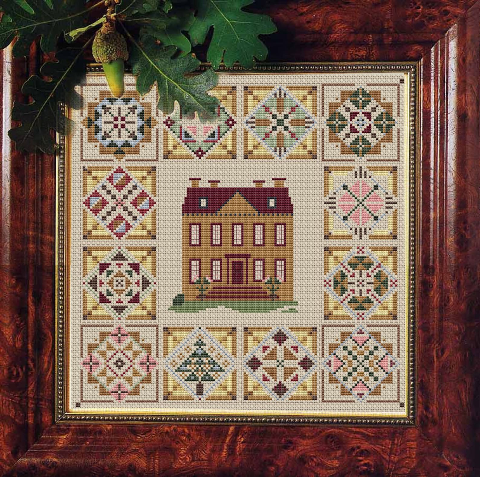 House Sampler Primitive Cross Stitch Pattern House Cross | Etsy